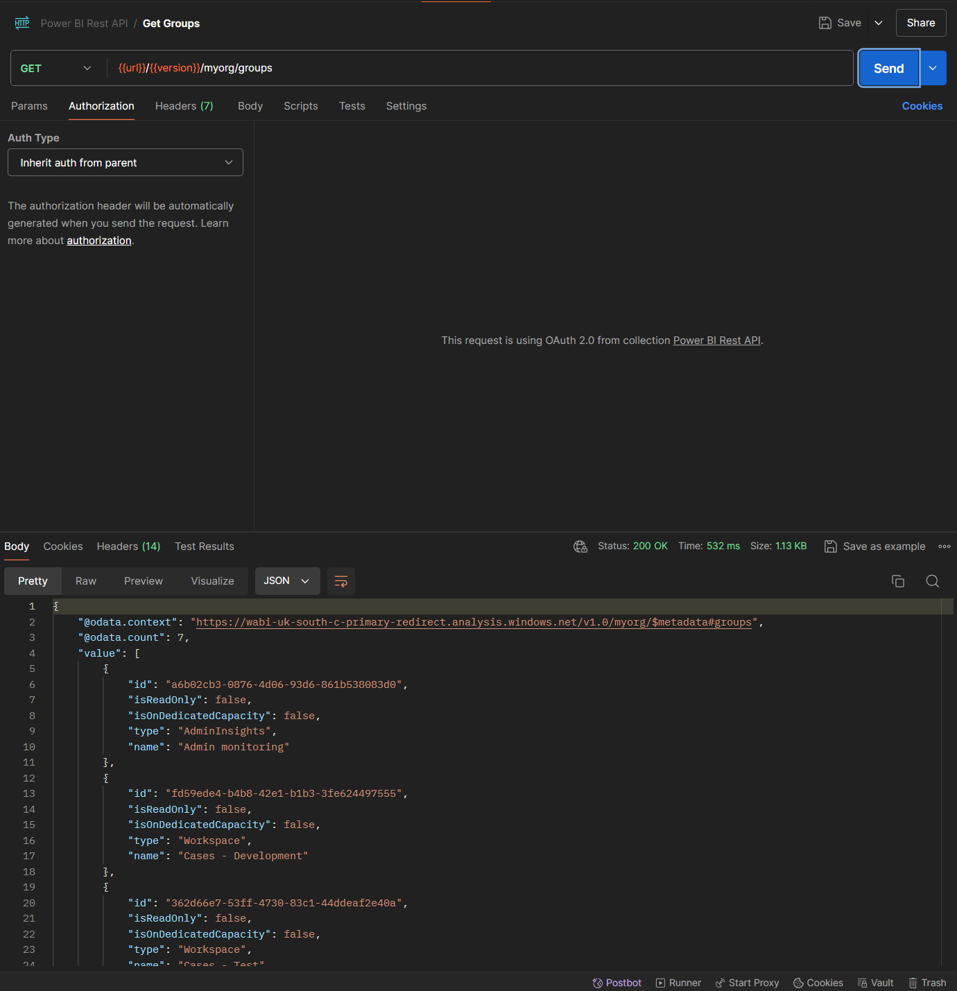 Handling auth with the Power BI REST API