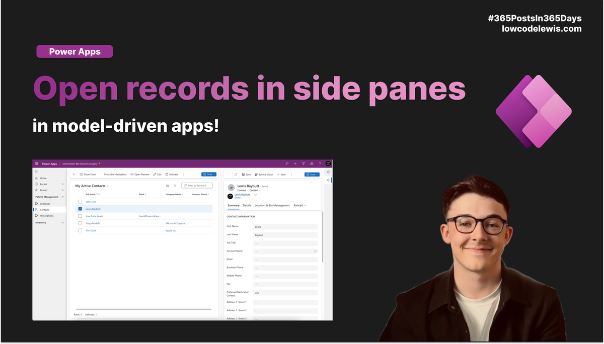 Preview records in side panes in model-driven apps - Low Code Lewis