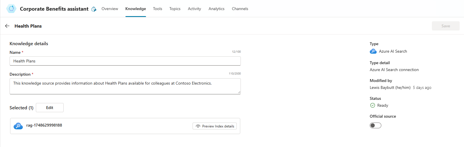 Building Copilot Studio agents with Azure AI Search and Mapped Citations