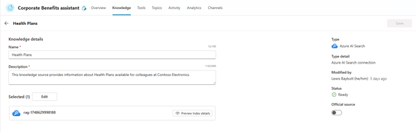 Building Copilot Studio agents with Azure AI Search and Mapped Citations
