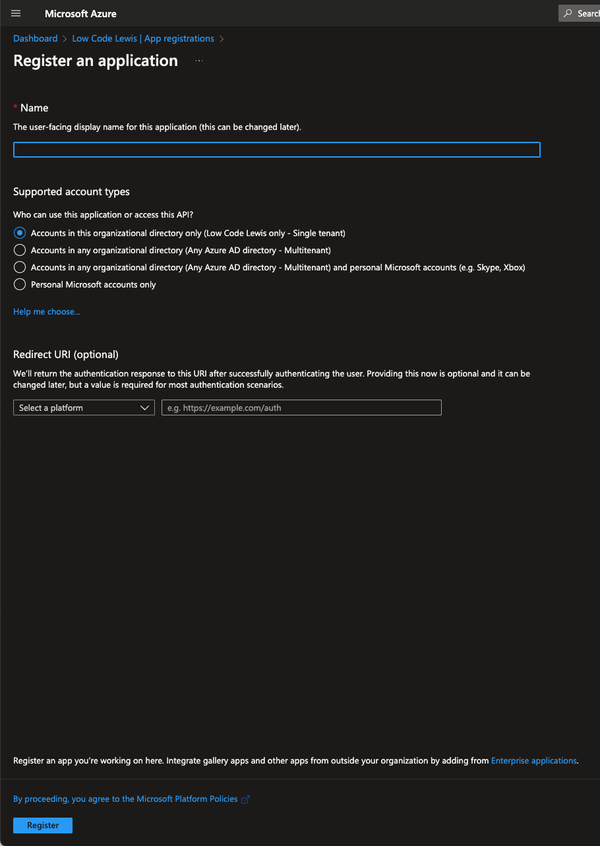 Registering an app in Azure AD for use in Power Platform solutions - Low Code Lewis