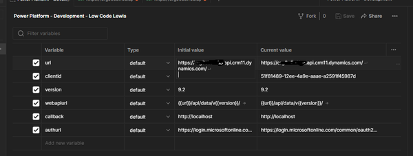 Configure a Postman environment for working with the Dataverse Web API ...