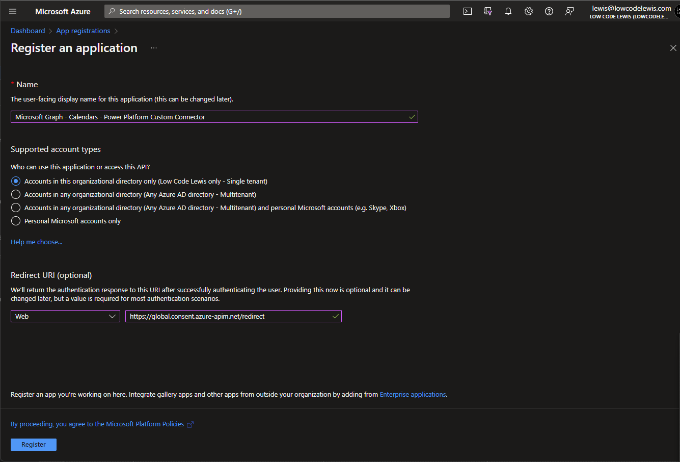 Building a custom connector for working with delegated permissions against Microsoft Graph - Low ...