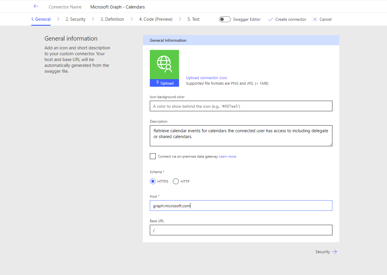 Building a custom connector for working with delegated permissions ...