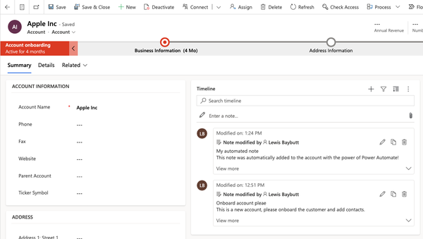 Automatically create timeline notes for custom events in model-driven ...