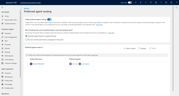 Preferred agent routing in Dynamics 365 Omnichannel for Customer Service - Low Code Lewis